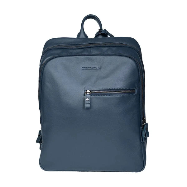 High-Quality Classic Leather Travel Backpack with Front Pocket – Brown Bear